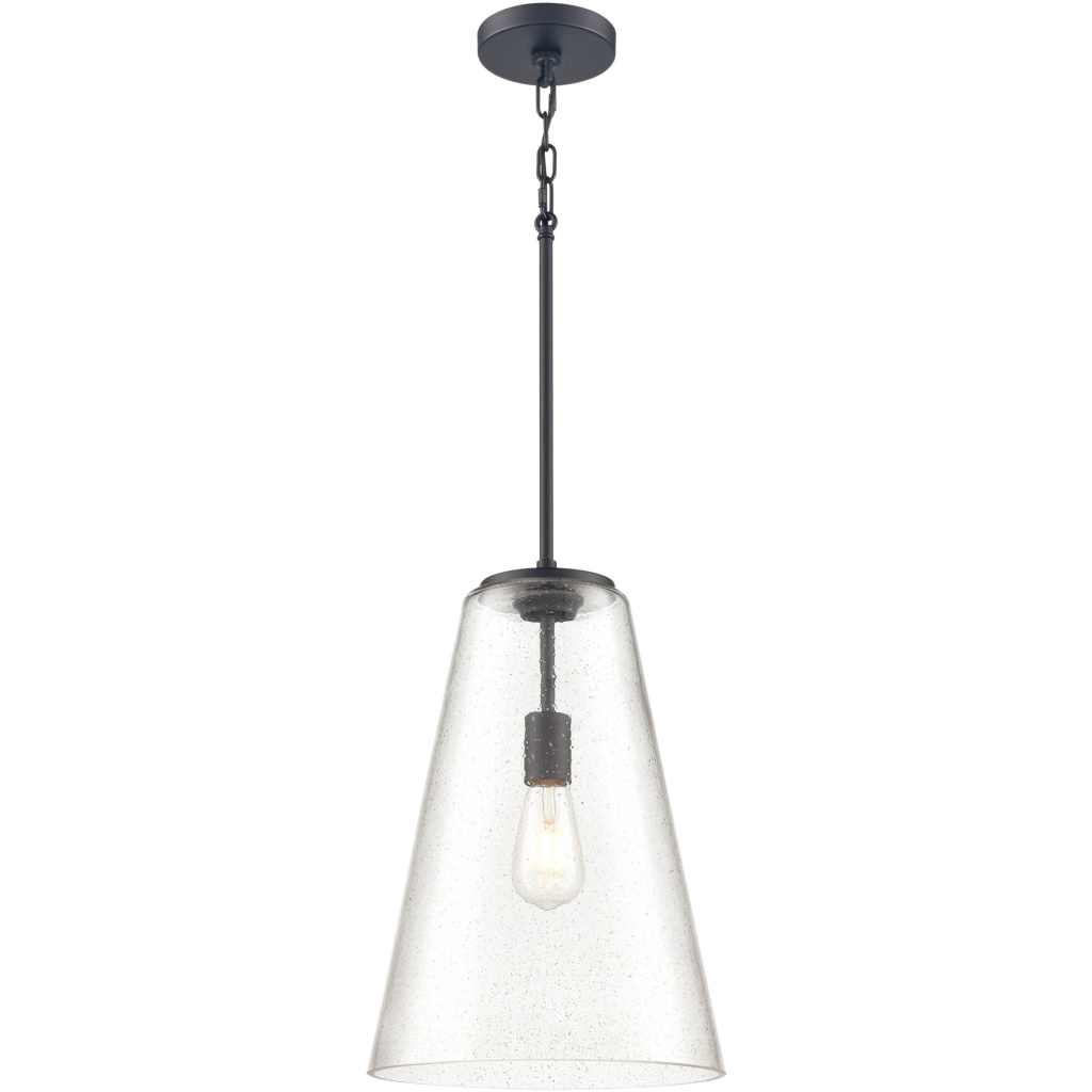 Tayte Black 1 Light Stone-Seeded Pendant | Revolution Lighting