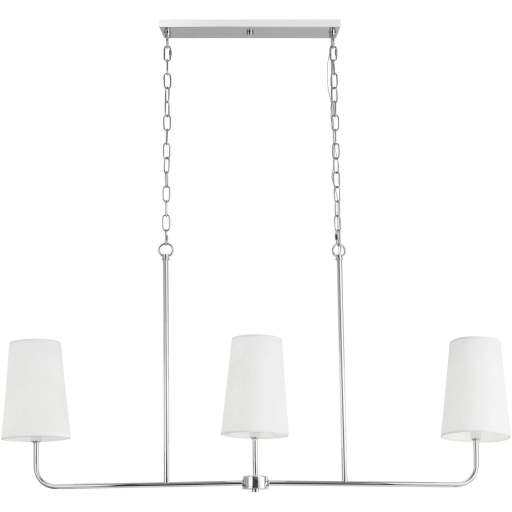Gray 47″ Chrome 3 Light Linear with White Fabric Shades | Revolution ...